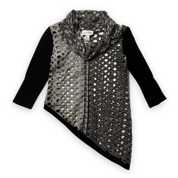 Joseph Ribkoff | Tops | Joseph Ribkoff Gray Black Cowl Neck Asymmetrical Hem Tunic Large Hole ...